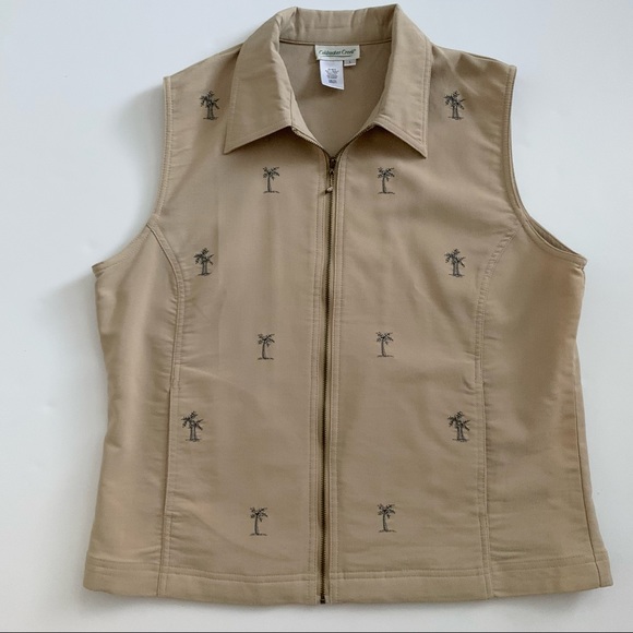 Coldwater Creek | Jackets & Coats | Coldwater Creek Tan Palm Tree Vest ...
